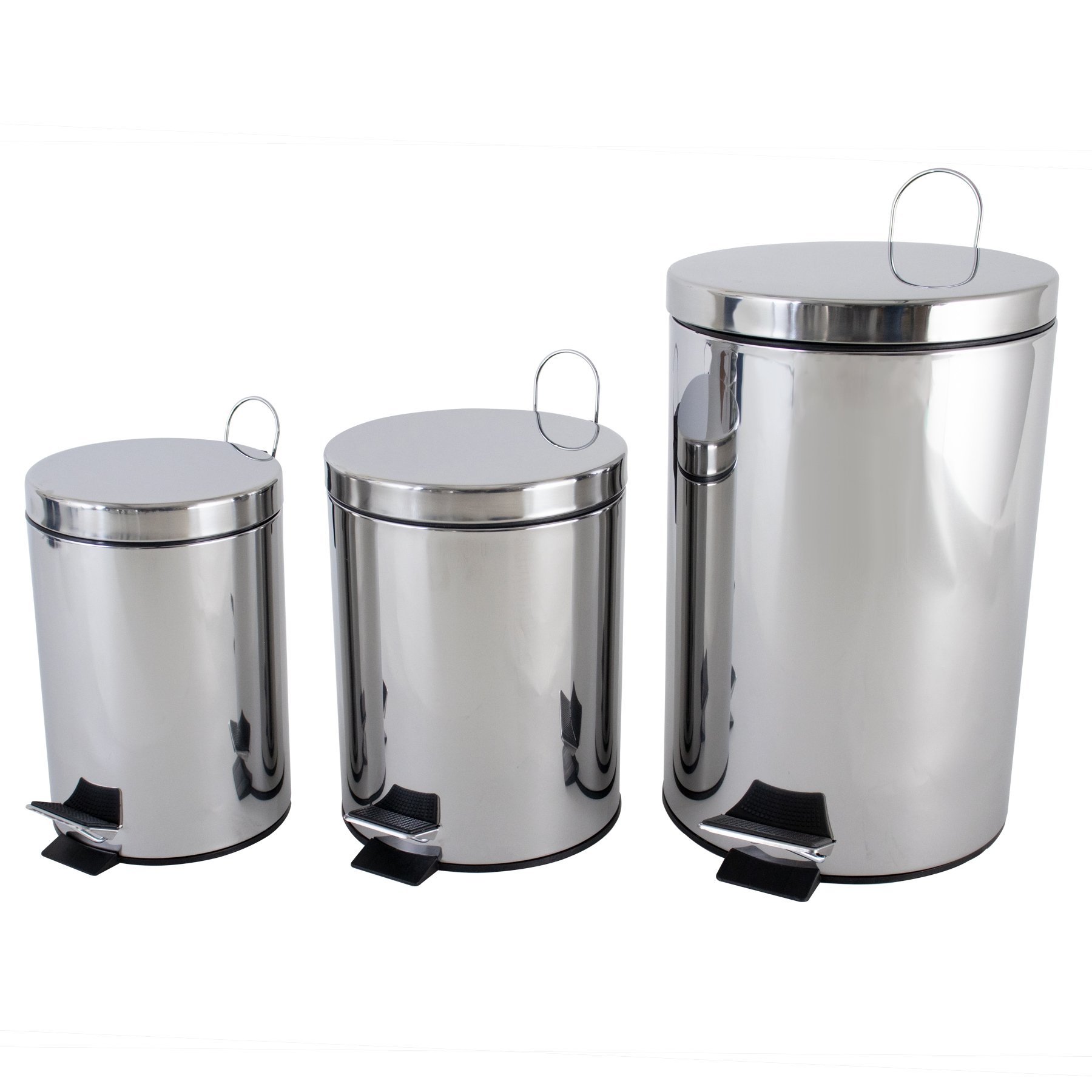 Conjunto Com 3 Lixeiras Em Inox - 3, 5 E 12 Litros Healer | MadeiraMadeira