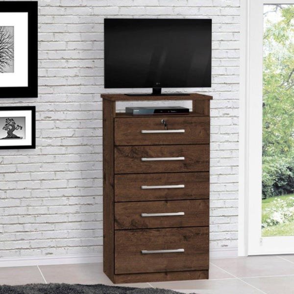 Cômoda Alta Com 5 Gavetas Imperatriz Jacaranda | MadeiraMadeira