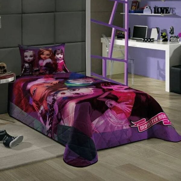 Colcha Matelassê Lepper Solteiro Monster High | MadeiraMadeira