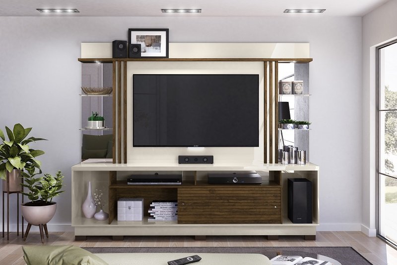 Painel Frizz Gold para TV de até 55 polegadas (COM PÉS) - OFF WHITE ...