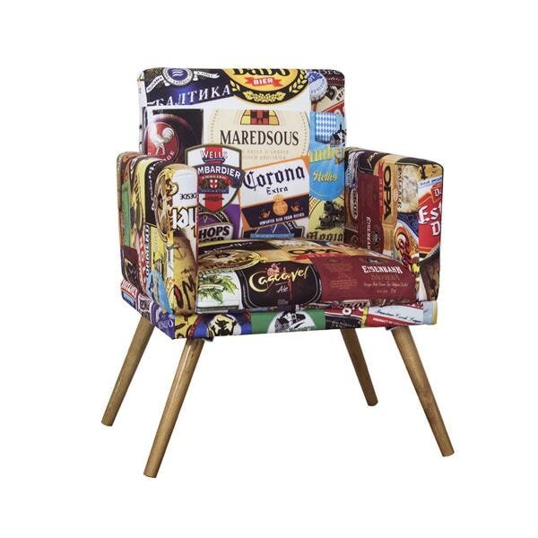 Poltrona Decorativa Rodrigo - Suede Cerveja | MadeiraMadeira