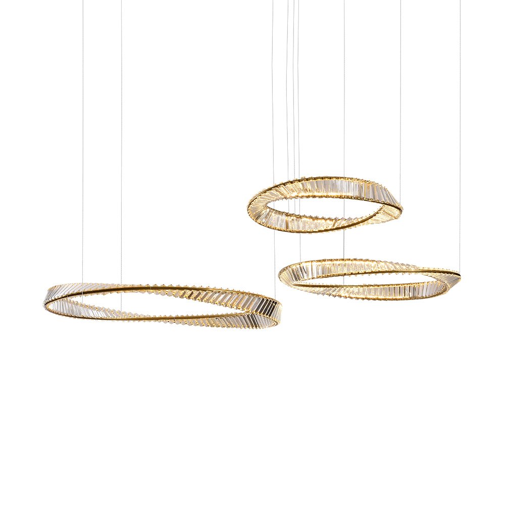 Lustre Pendente Skylight Domino 4043 M Led Bivolt Dourado | MadeiraMadeira