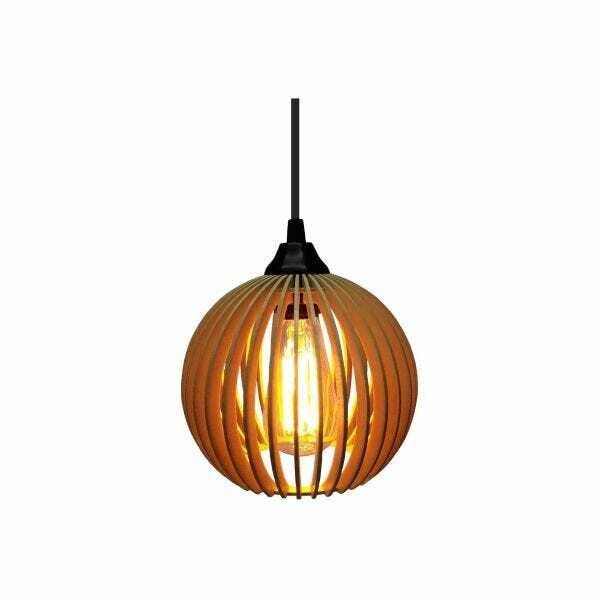 Lustre Pendente em Madeira - Micro Ball - Marfim | MadeiraMadeira