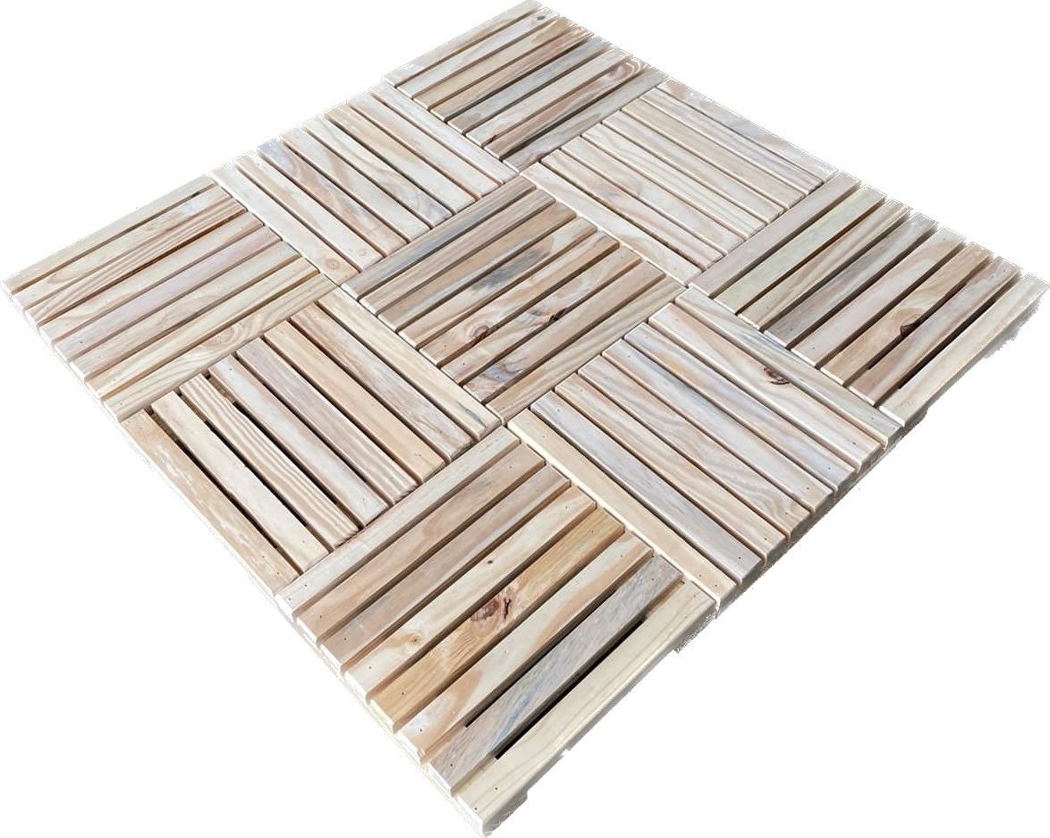 Conjunto Coberta Ripado Madeira Pinus 50x50cm Resistente Para Lojas Technox Marrom | MadeiraMadeira