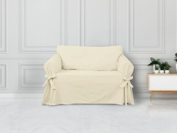 Capa Protetor de Sofá 2 Lugares Brim Peletizado Cor:Natural ...