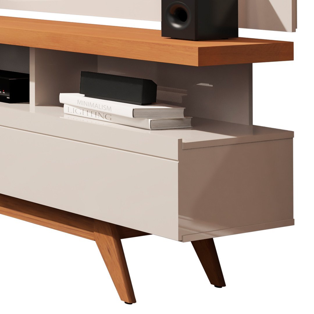 Rack Vivare Wood e Painel Vivare para TV até 70 Polegadas Off White / Nature Germai Móveis ...