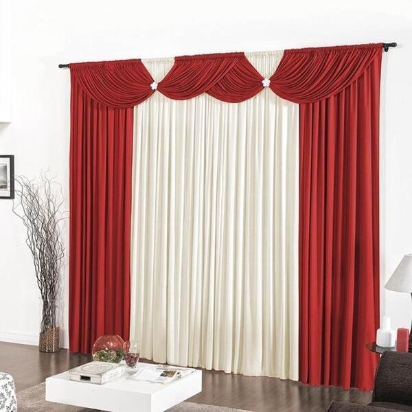 Cortina Casa Dona Luxo Floripa Class Vermelho com Bege 200x170 cm ...