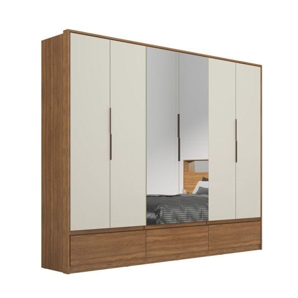 Guarda-Roupa Casal Moara Demartez 6 Portas com 2 Portas Em Espelhos ...