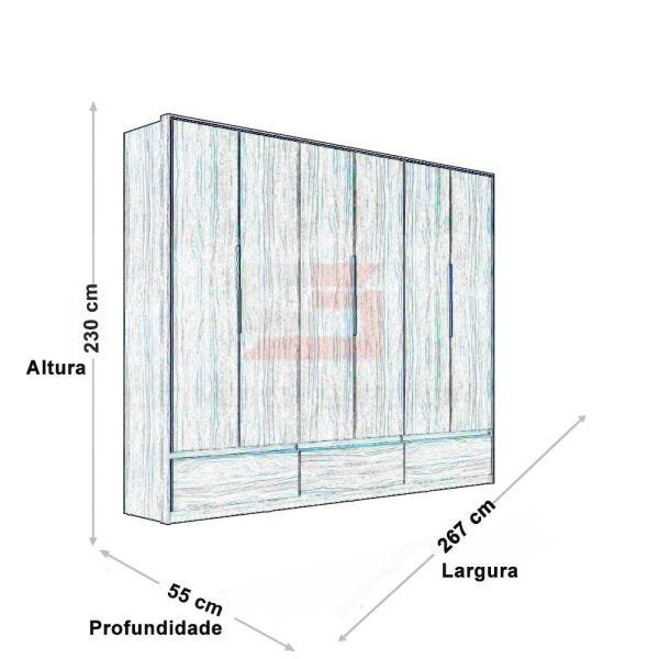 Guarda-Roupa Casal Moara Demartez 6 Portas com 2 Portas Em Espelhos ...