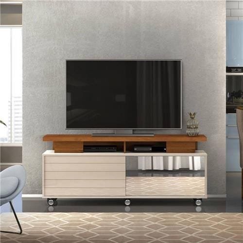 Rack para TV até 60 Polegadas com Espelho Ageo Off White Rústico Terrara | MadeiraMadeira