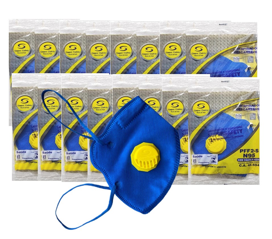 Kit 30 Máscara Respirador Pff2 Com Valvula CA E Inmetro Epi Elastico De ...