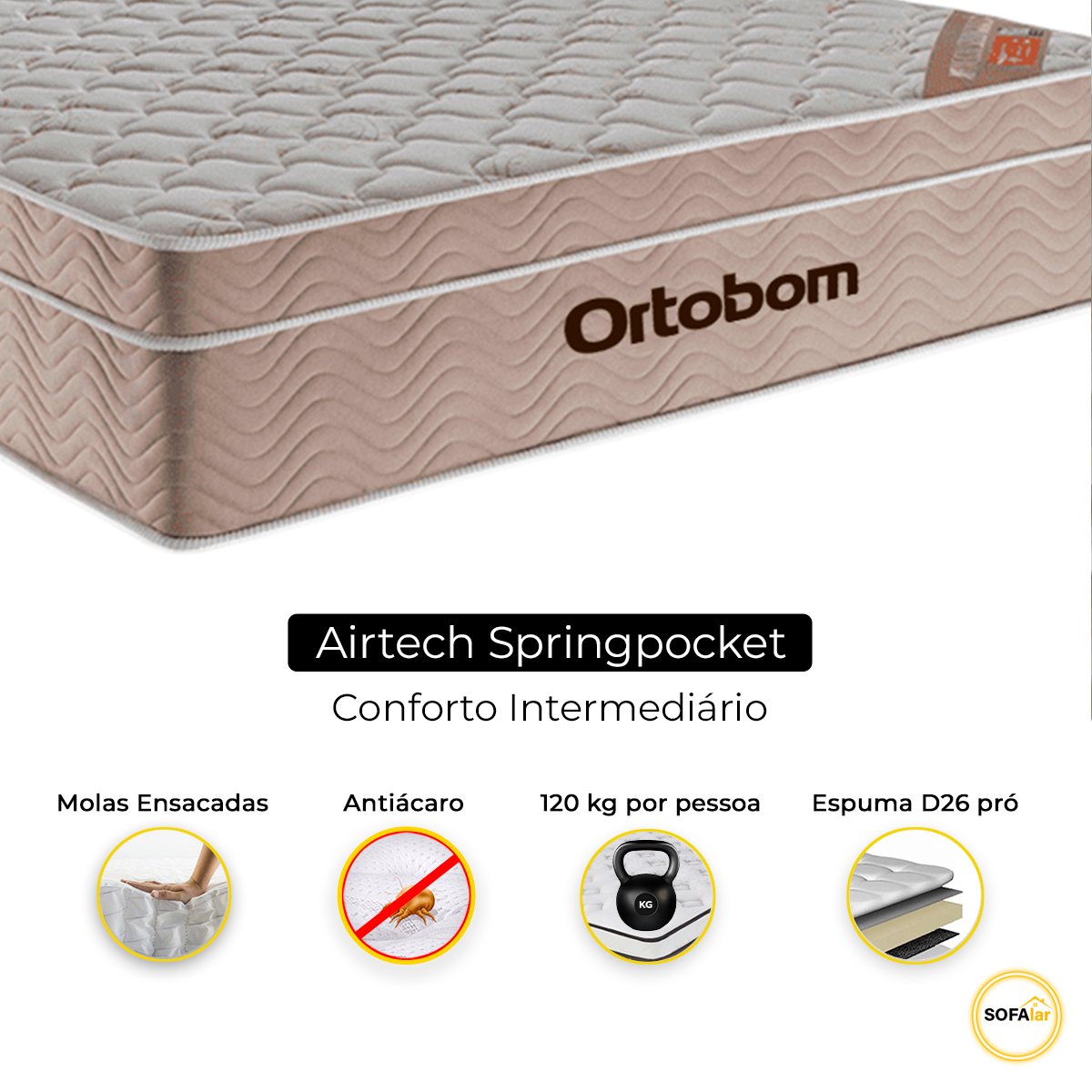 Cama Box Baú Blindado e Reforçado Queen Preto e Colchão Airtech ...