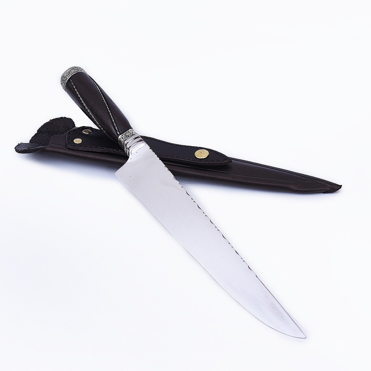 Faca Inox Forjada Cabo Jacarandá Retiovado com Fios e Virola Alpaca ...