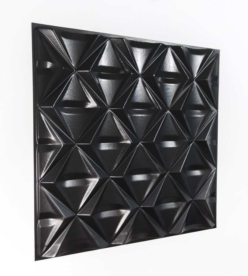 Kit 50 Placas Revestimento de Parede PVC 3d Alto Relevo Losangos Preto ...