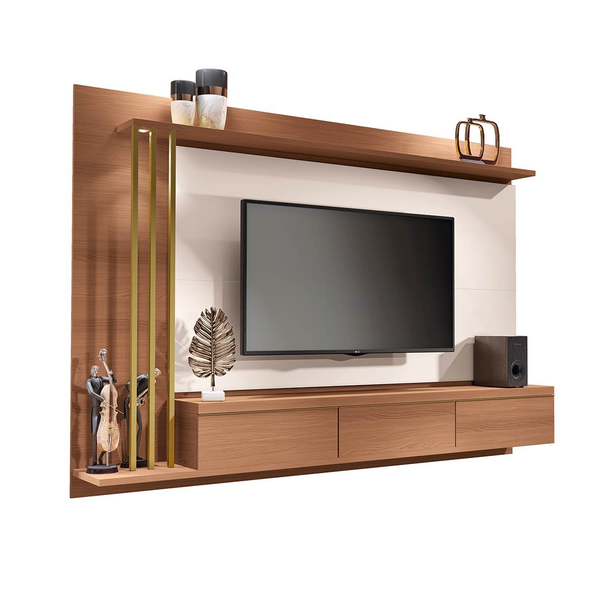 Painel Home Suspenso Splend Nature / Off White p/ TV até 70" 3 Portas e ...