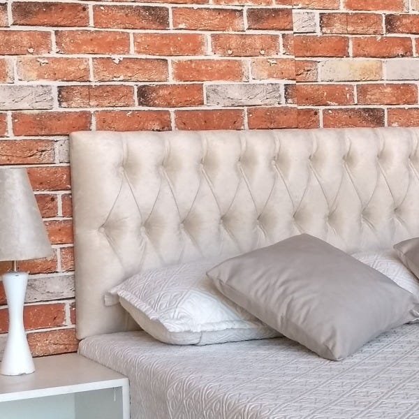 Cabeceira Casal Capitonê Vintage Suede Bege 140 x 120 | MadeiraMadeira