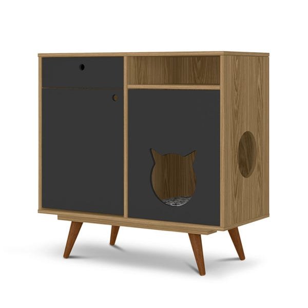Aparador Retro Pet Catito Mel Freijo/Preto Ac | MadeiraMadeira