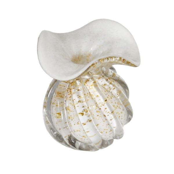 Vaso Murano Tronchetto Branco com Dourado G | MadeiraMadeira