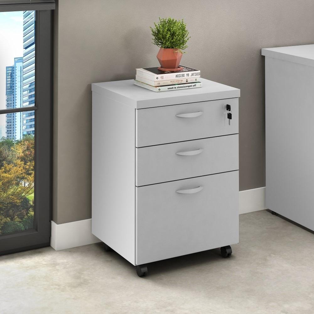 Gaveteiro Arquivo Escritório Office 3 Gavetas Cinza Liso | MadeiraMadeira