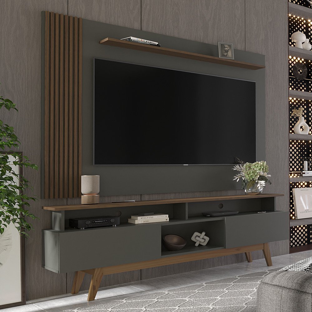 Rack com Painel Ripado para Tv até 70 Polegadas 2 Gavetas Grécia 180cm ...