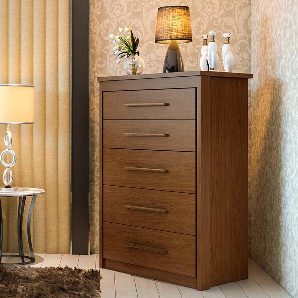 Cômoda Pequena 5 Gavetas Chocolate Wood Elegance 2087 Batrol ...