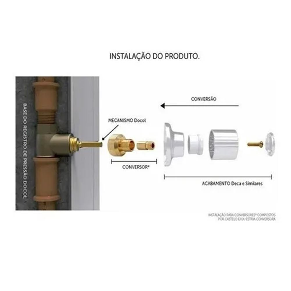 Conversor Adaptador Registro Docol X Acabamento Deca Metal | MadeiraMadeira