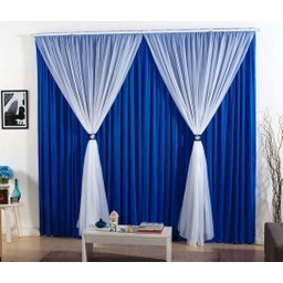 Cortina Madrid 3,00m x 2,80m Com Voal - Azul | MadeiraMadeira