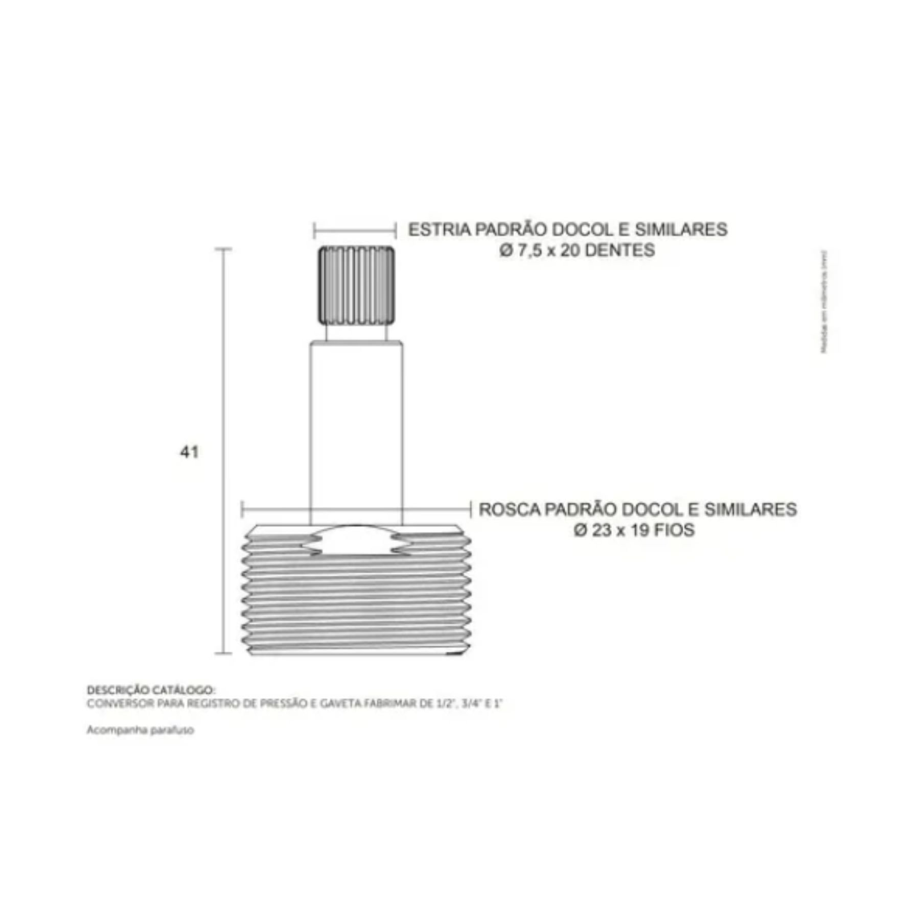 CONVERSOR P/REGISTRO PRESSAO e GAVETA FABRIMAR PARA ACABAMENTO DOCOL ...
