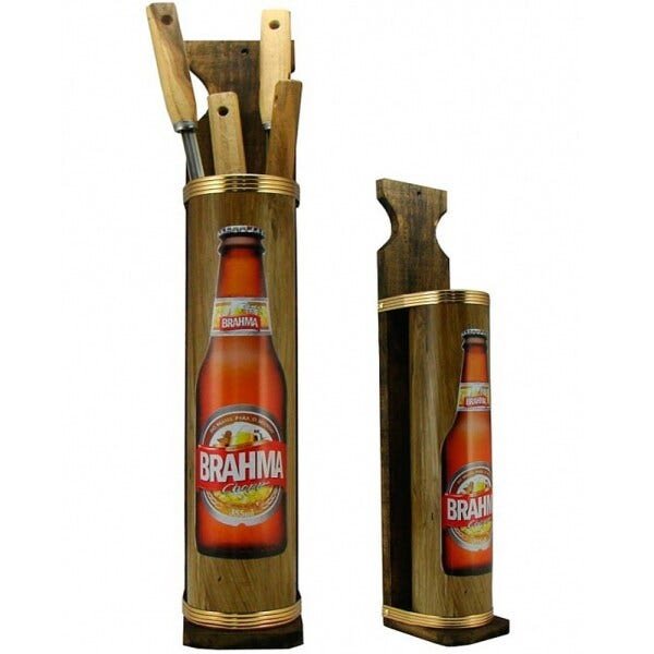 Porta Espetos de Churrasco Rústico – Cerveja Brahma Chopp | MadeiraMadeira