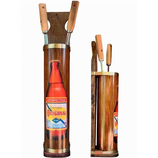 Porta Espetos de Churrasco Rústico - Cerveja Original | MadeiraMadeira