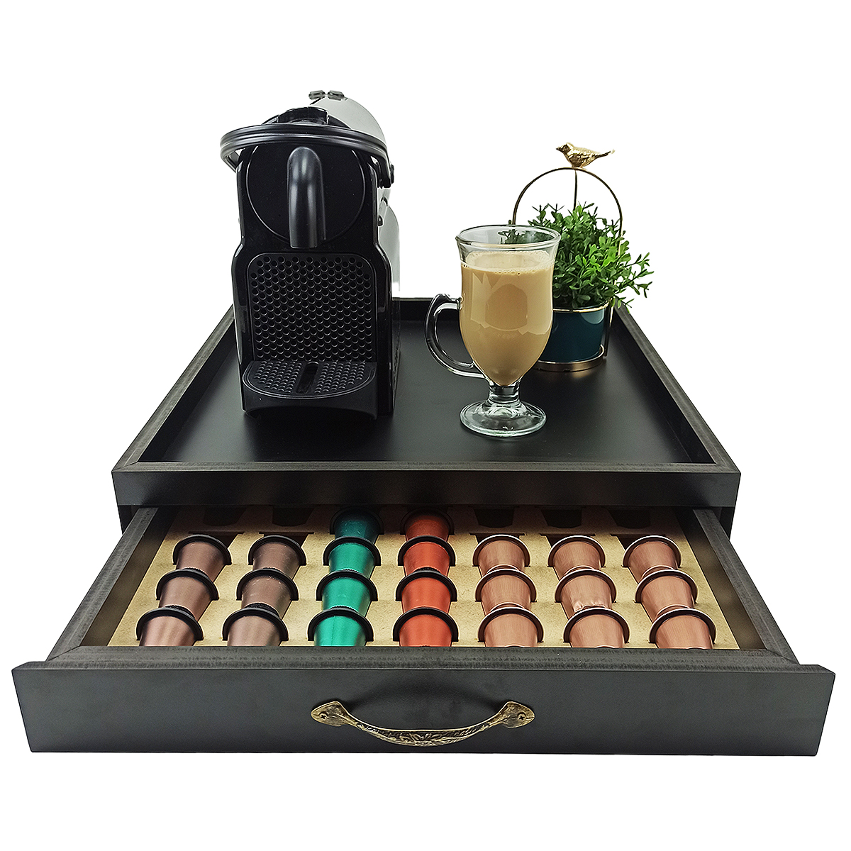 Porta cápsulas de café Nespresso Com Bandeja e Gaveta PR63 | MadeiraMadeira