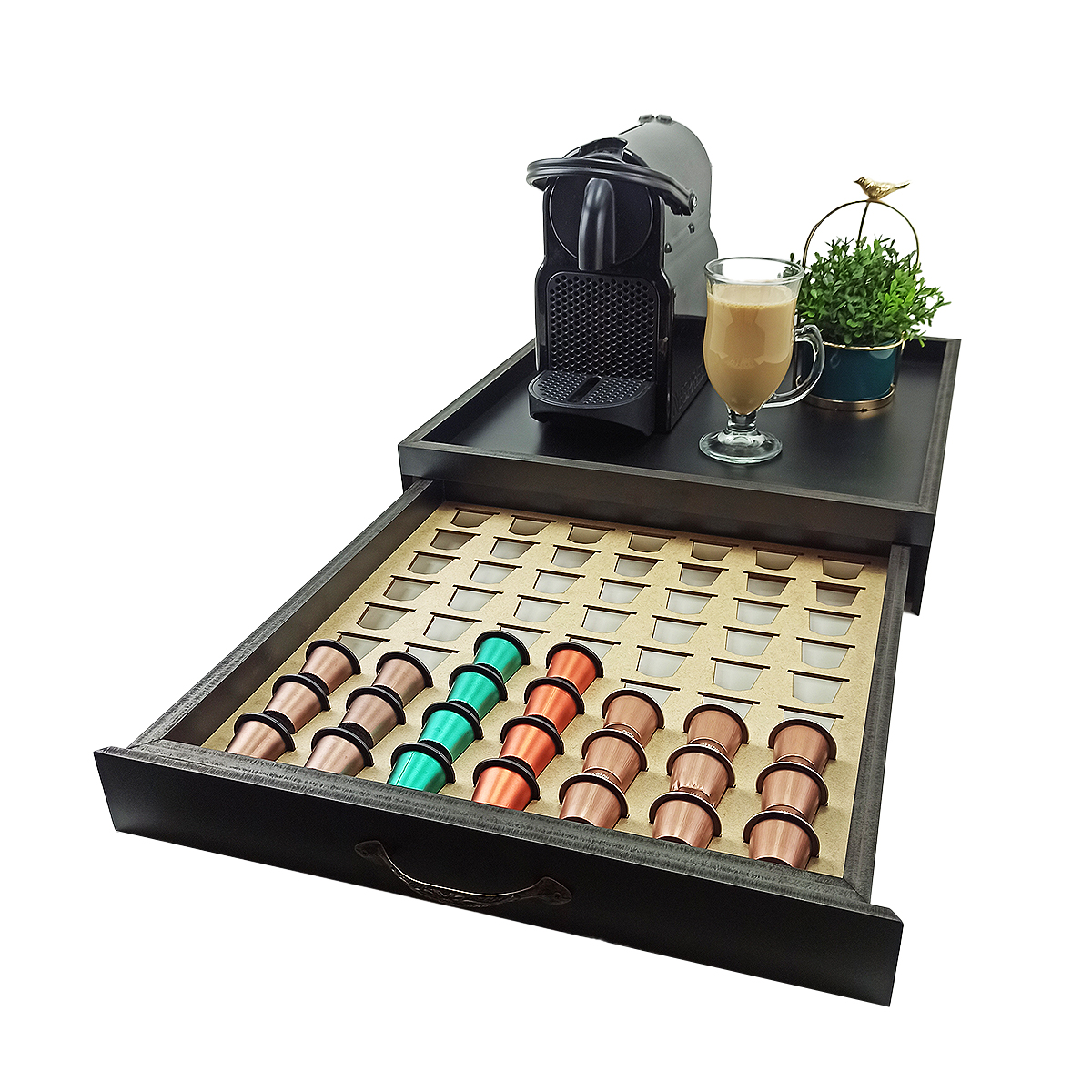 Porta cápsulas de café Nespresso Com Bandeja e Gaveta PR63 | MadeiraMadeira