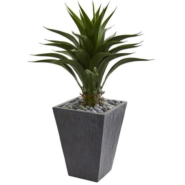 Kit 2 Plantas Artificiais Agave enfeite para sala 60 cm Cor:Verde ...