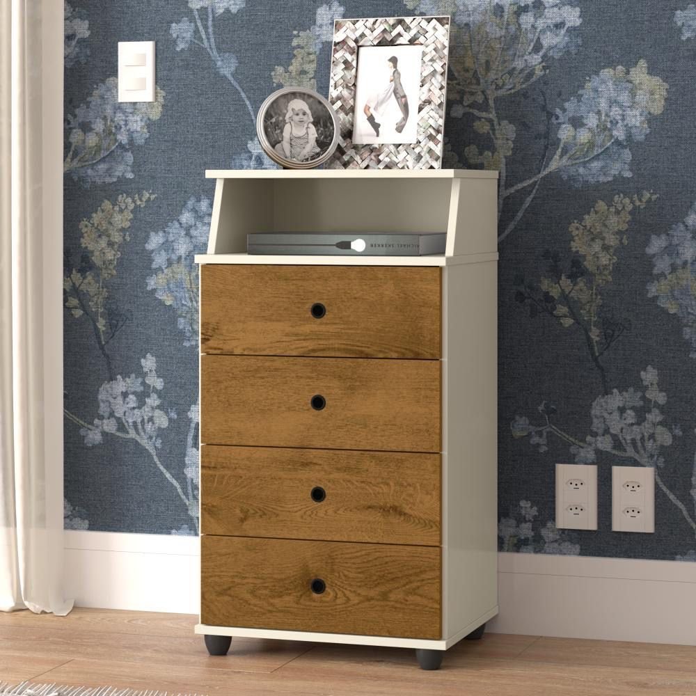 Mesa de cabeceira LUXO NEW II 4 gavetas Várias Cores:OFF WHITE FEIJÓ ...