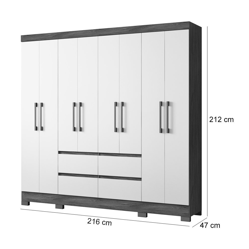 Guarda Roupa Casal Belém Naturale Branco Moval | MadeiraMadeira