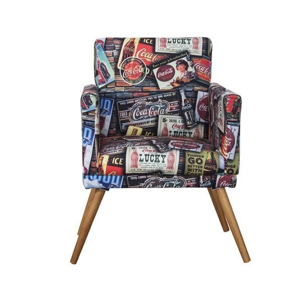 Poltrona Decorativa Rodrigo - Suede Coca Cola | MadeiraMadeira