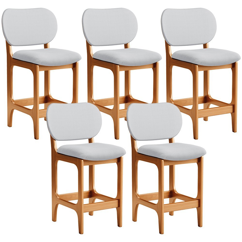 Kit 05 Banquetas Baixa Bar Cozinha Sala Jantar Fixa Betta L02 Imbuia ...