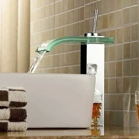 Torneira Lavatório Monocomando Alta Cascata De Vidro Slim | MadeiraMadeira