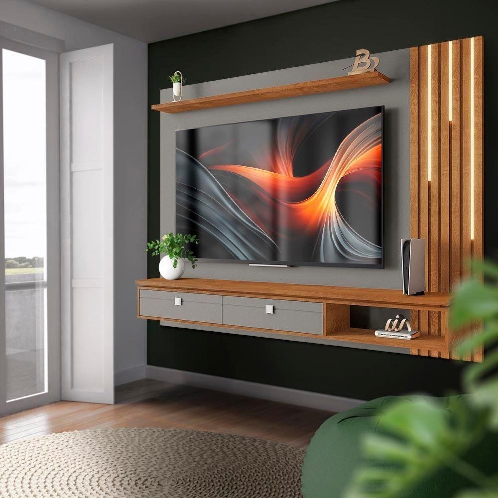 Painel Ripado Grande para Tv até 80 Polegadas com Led Titanium Naturalle Hebe Shop Jm ...