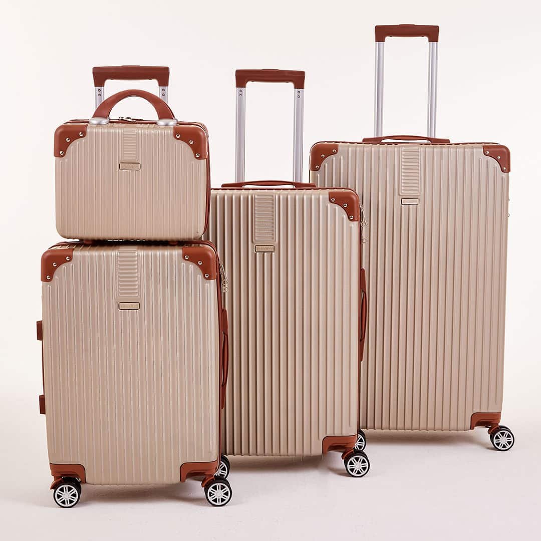 Kit de Malas de Viagem 3 Peças e Frasqueira Italia Maloa Dourada ...