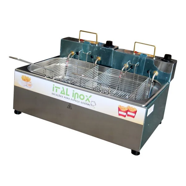 Fritadeira Elétrica Industrial 1 Cuba 2 Cestos 8 Litros De Óleo 220V ...