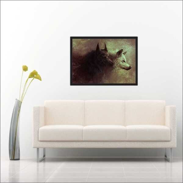 Quadro Decorativo Animais Lobo Salas Decorações Interiores Com Moldura ...