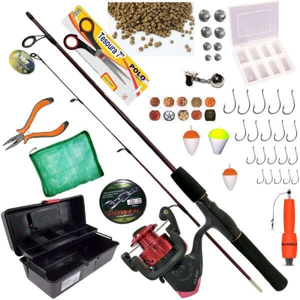 Kit De Pesca Completo Vara Molinete Maleta Isca Pronto | MadeiraMadeira
