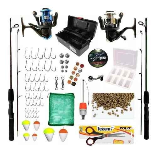 Kit De Pesca Completo 2 Vara 1,50 2 Molinete Caixa 10kg E Itens | MadeiraMadeira