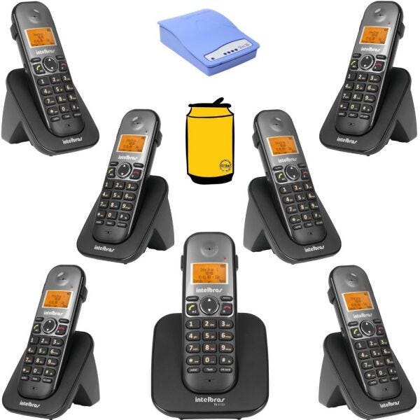 Kit Aparelho Telefone Fixo Bina com 6 Ramal e Entrada Chip | MadeiraMadeira