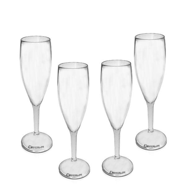 4 Taças Champagne Transparente Acrílico Transparente | MadeiraMadeira