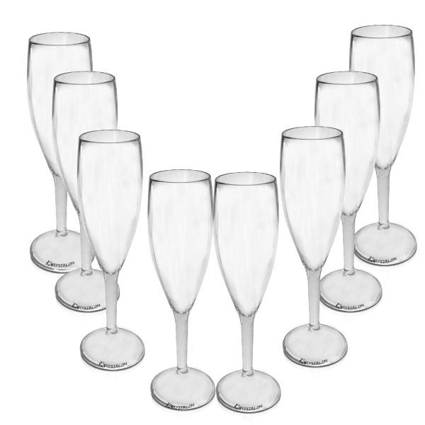 8 Taças Champagne Transparente Acrílico Transparente | MadeiraMadeira