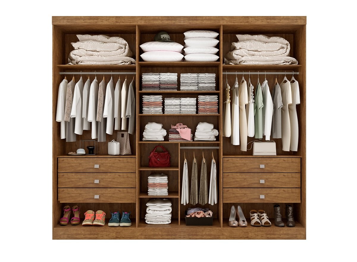 Guarda Roupa da Vinci Plus Ripado 6 Portas 100% Mdf D`doro Móveis - Ypê | MadeiraMadeira