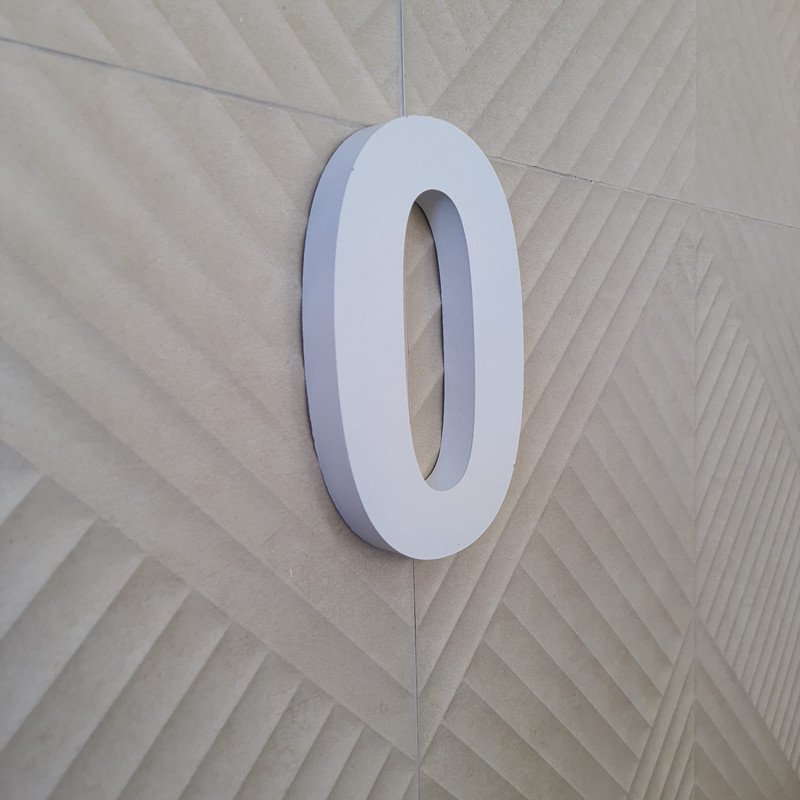 Número 0 de Aço Inox Branco Fosco 3d Caixa Alta 30 cm | MadeiraMadeira