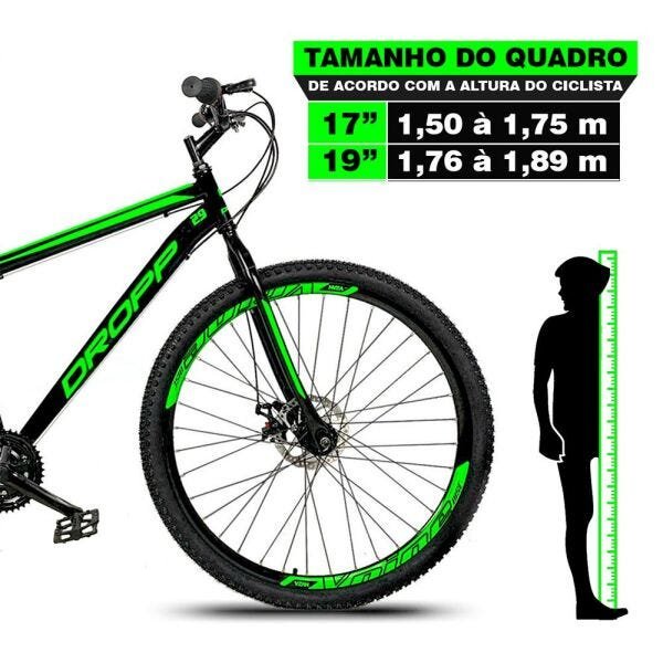 Bicicleta Aro 29 Dropp Sport Aço 21 Marchas Freio a Disco - Preto+Verde ... Bicicleta Aro 29 Dropp Sport Aço 21 Marchas Freio a Disco - Preto+Verde ...